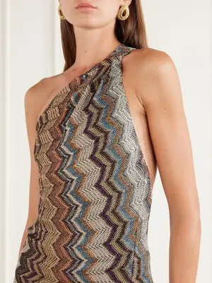 Missoni One-shoulder Metallic Crochet-knit Maxi Dress