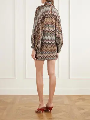 Missoni Striped Metallic Crochet-knit Mini Dress