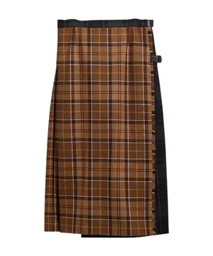 Barbour Pleated Checked Flannel Midi Skirt - Brown