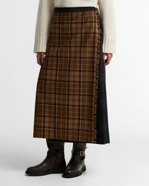 Barbour Pleated Checked Flannel Midi Skirt