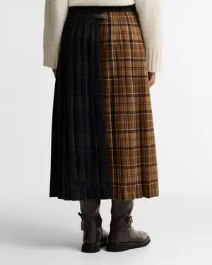 Barbour Pleated Checked Flannel Midi Skirt