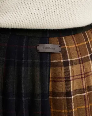 Barbour Pleated Checked Flannel Midi Skirt