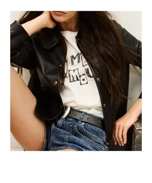 Ba&sh Snap-button Long-sleeve Leather Jacket