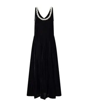 Maria Mcmanus Pearl-trim Maxi Dress - Black