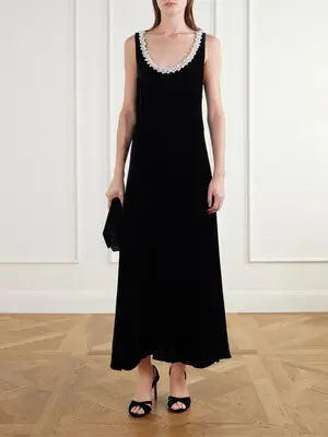 Maria Mcmanus Pearl-trim Maxi Dress