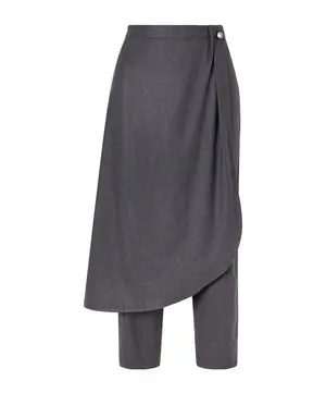 Maria Mcmanus Wrap-effect Lannel Straight-leg Pants - Black
