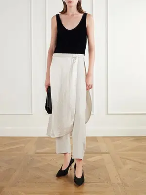 Maria Mcmanus Wrap-effect Satin Straight-leg Pants