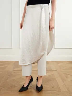 Maria Mcmanus Wrap-effect Satin Straight-leg Pants