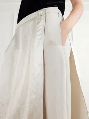 Maria Mcmanus Wrap-effect Satin Straight-leg Pants