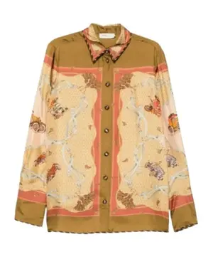 Zimmermann Valiant Scarf-print Silk Shirt - Nude
