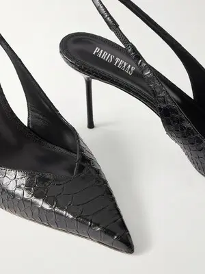 Paris Texas Snake-effect Leather Slingback Pumps