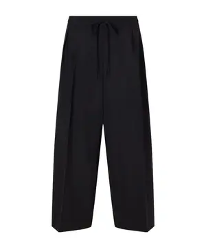 Maria Mcmanus Cropped Drawstring Wool Wide-leg Pants