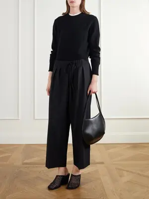 Maria Mcmanus Cropped Drawstring Wool Wide-leg Pants