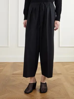 Maria Mcmanus Cropped Drawstring Wool Wide-leg Pants
