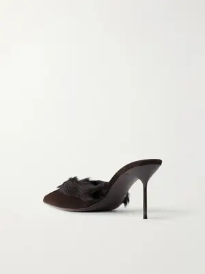 Paris Texas Trimmed Suede Mules