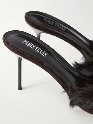 Paris Texas Trimmed Suede Mules