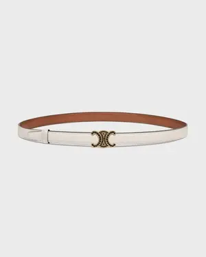 Celine Triomphe Buckle 18mm In Brass With Strass Reversible Strap 18mm In Taurillon