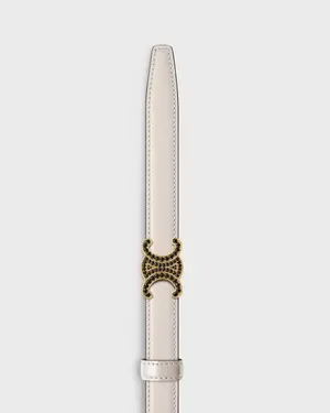 Celine Triomphe Buckle 18mm In Brass With Strass Reversible Strap 18mm In Taurillon