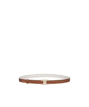 Celine Triomphe Buckle 18mm In Brass With Strass Reversible Strap 18mm In Taurillon - Brown