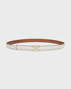 Celine Triomphe Buckle 18mm In Brass With Strass Reversible Strap 18mm In Taurillon