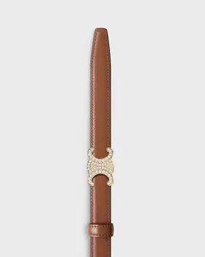 Celine Triomphe Buckle 18mm In Brass With Strass Reversible Strap 18mm In Taurillon
