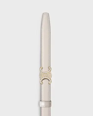 Celine Triomphe Buckle 18mm In Brass With Strass Reversible Strap 18mm In Taurillon