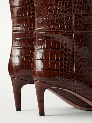 Paris Texas Croc-effect Knee Boots