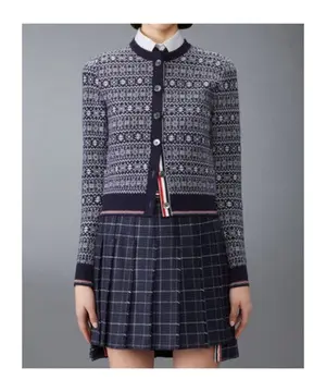 Thom Browne Merino Wool Jacquard Snowflake Cardigan
