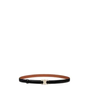 Celine Triomphe Buckle 18mm In Brass With Strass Reversible Strap 18mm In Taurillon And Natural Calfskin - Brown