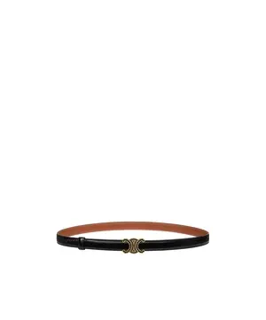 Celine Triomphe Buckle 18mm In Brass With Strass Reversible Strap 18mm In Taurillon And Natural Calfskin - Black