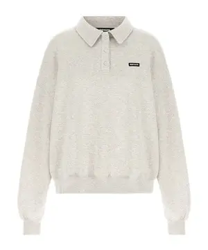 ROTATE BY BIRGER CHRISTENSEN Logo Patch Polo Sweatshirt - Gray