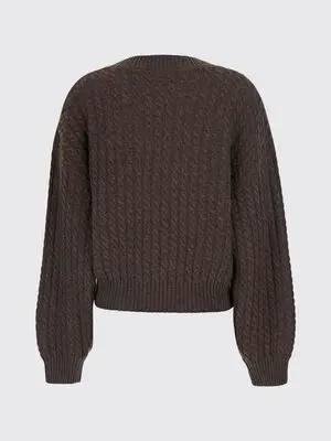 ROTATE BY BIRGER CHRISTENSEN Cable Cropped V-neck Knitted Sweater