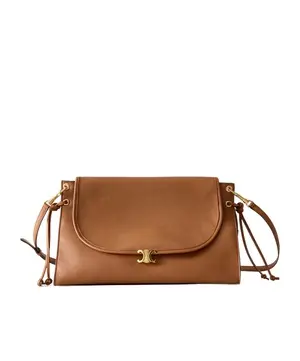 Celine Soft Triomphe Wedge In Supple Shiny Lambskin - Soft Tan