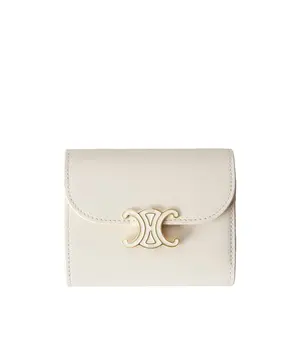 Celine Small Flap Wallet Triomphe In Shiny Calfskin And Enamel