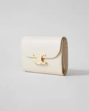 Celine Small Flap Wallet Triomphe In Shiny Calfskin And Enamel