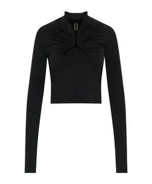 Rick Owens High Neck Cut-out Ruched Top