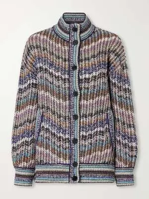 Missoni Striped Metallic Crochet-knit Cardigan - Multi