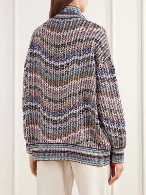 Missoni Striped Metallic Crochet-knit Cardigan