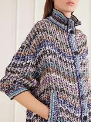Missoni Striped Metallic Crochet-knit Cardigan