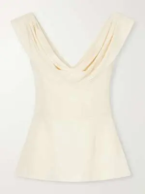COLLEEN ALLEN Draped Silk-poplin Blouse - Ivory