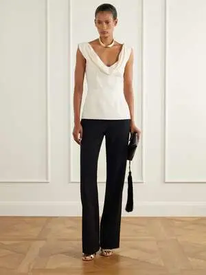 COLLEEN ALLEN Draped Silk-poplin Blouse