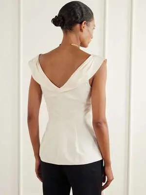 COLLEEN ALLEN Draped Silk-poplin Blouse