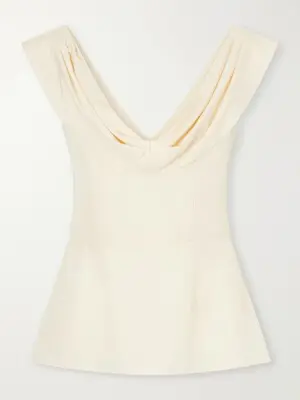 COLLEEN ALLEN Draped Silk-poplin Blouse - Neutrals