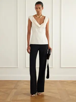 COLLEEN ALLEN Draped Silk-poplin Blouse