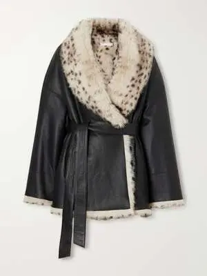 Nour Hammour Sibyl Shearling-trimmed Leather Coat