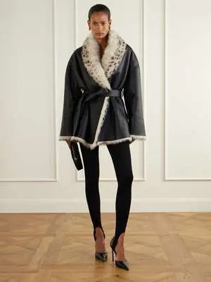 Nour Hammour Sibyl Shearling-trimmed Leather Coat