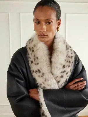 Nour Hammour Sibyl Shearling-trimmed Leather Coat