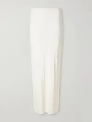 COLLEEN ALLEN Ribbed-knit Merino Wool Maxi Skirt Neutrals