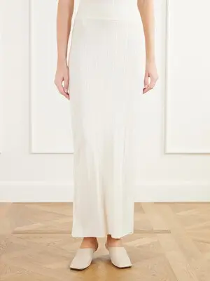 COLLEEN ALLEN Ribbed-knit Merino Wool Maxi Skirt - Neutrals