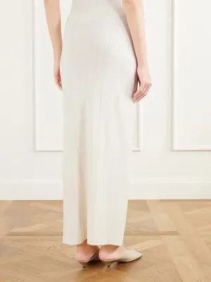 COLLEEN ALLEN Ribbed-knit Merino Wool Maxi Skirt - Neutrals
